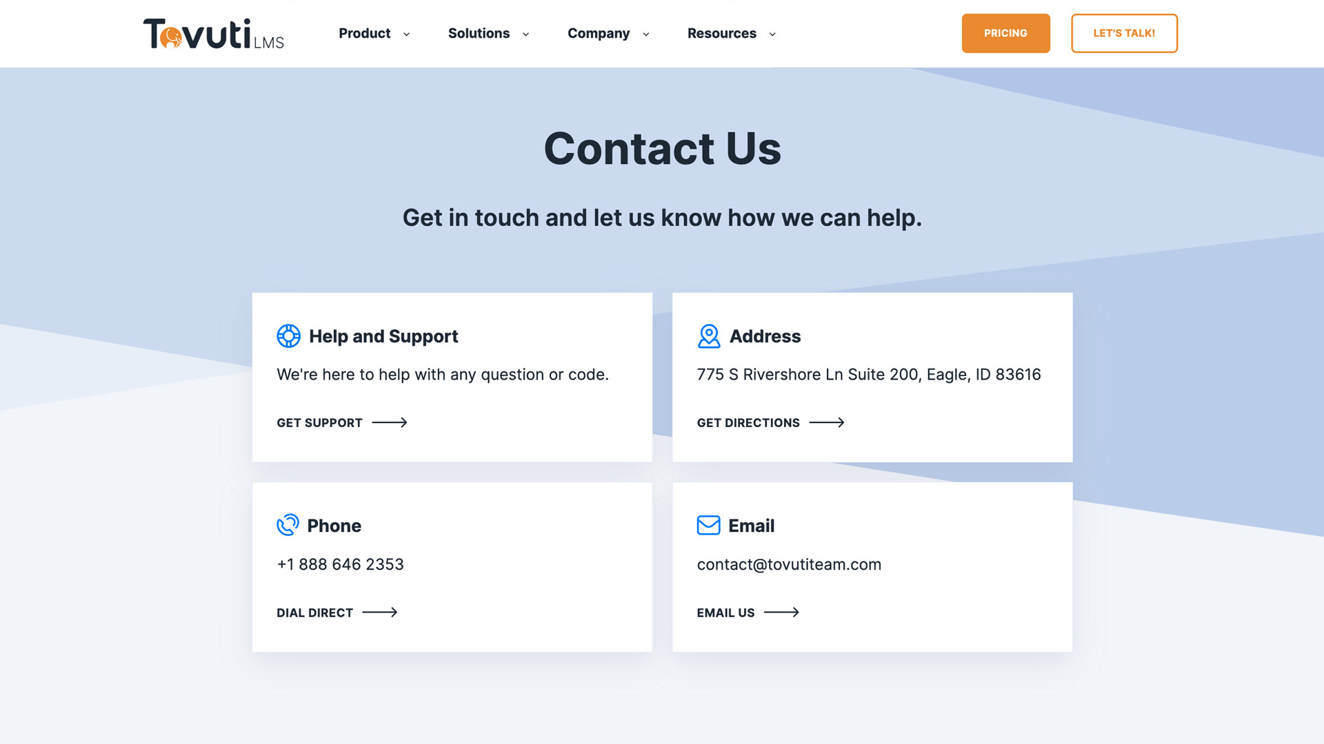 Contact Us | Tovuti LMS