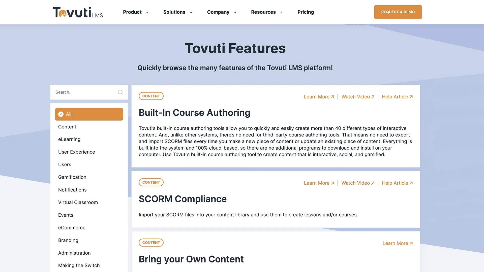 Features | Tovuti LMS