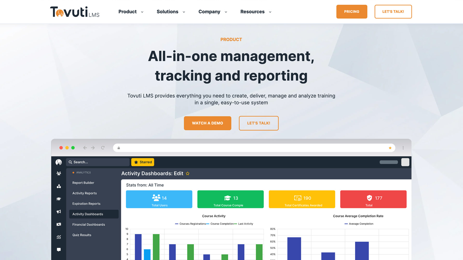 All-in-One LMS Management | Tracking & Reporting | Tovuti LMS